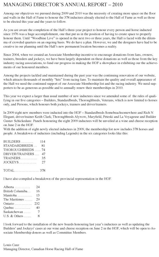 Managing-Directors-Report | Canadian Horse Racing Hall of Fame